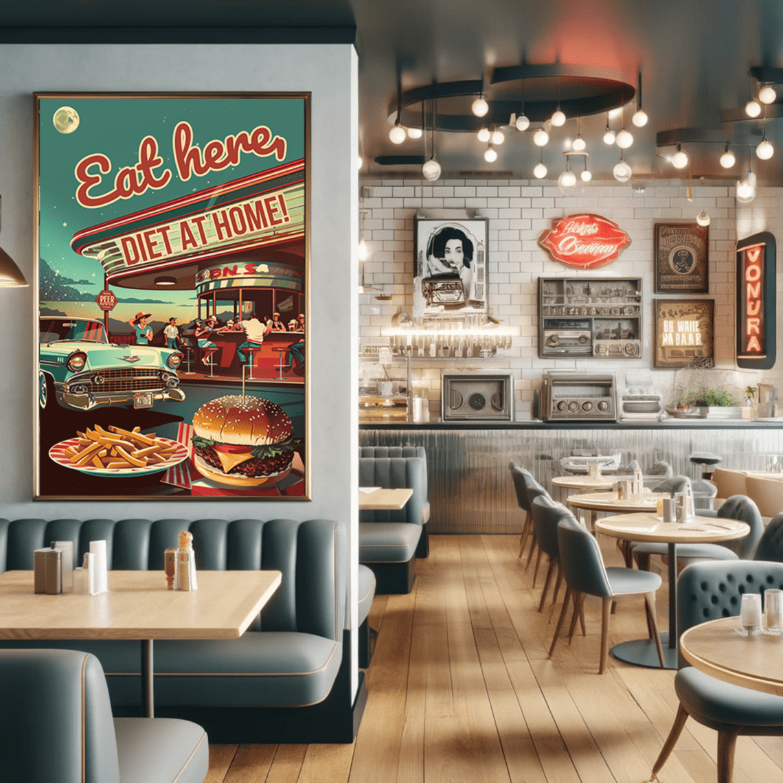 Retro Diner Poster - Step Back In Time With Nostalgic Decor! | AffyLife