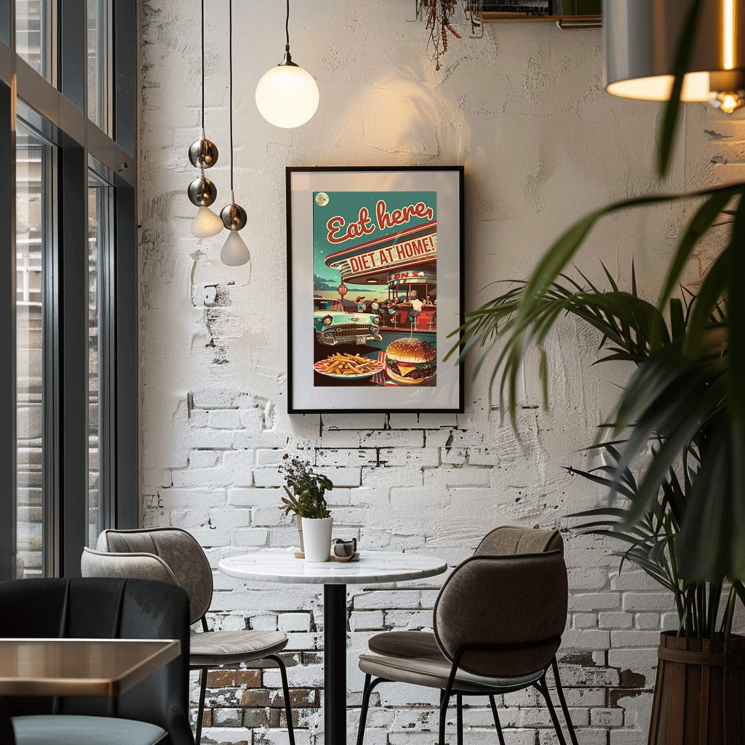 Retro Diner Poster - Step Back In Time With Nostalgic Decor! | AffyLife
